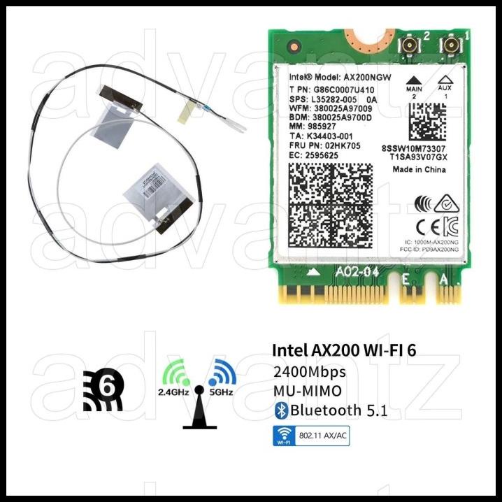 Jual Intel Wifi 6 Ax200 802.11Ax Bt 5.1 Ax Ac Antenna Mhf4 Laptop Sff ...