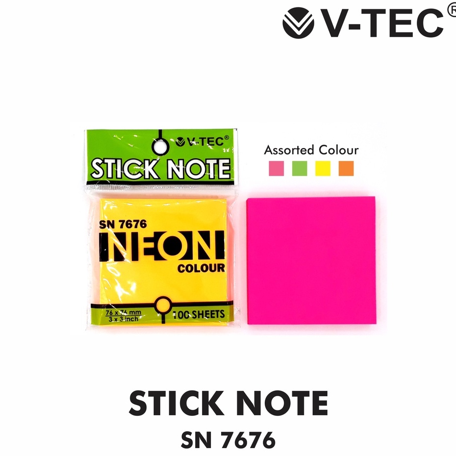 Jual Memo / Sticky Note sn 7676 Neon Colour Vtec | Shopee Indonesia