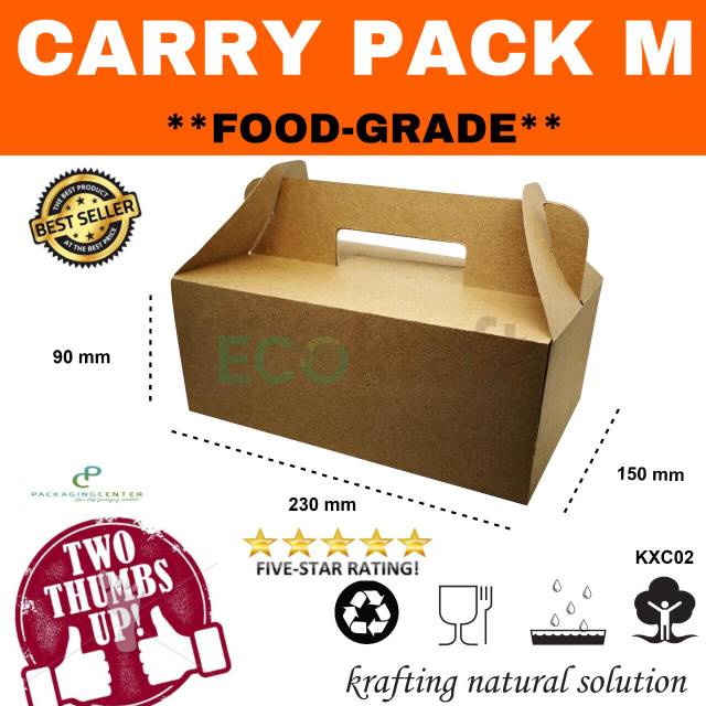 Jual Carry Pack M / FOOD GRADE / Gable Box / Box Jinjing Kraft / Kotak ...