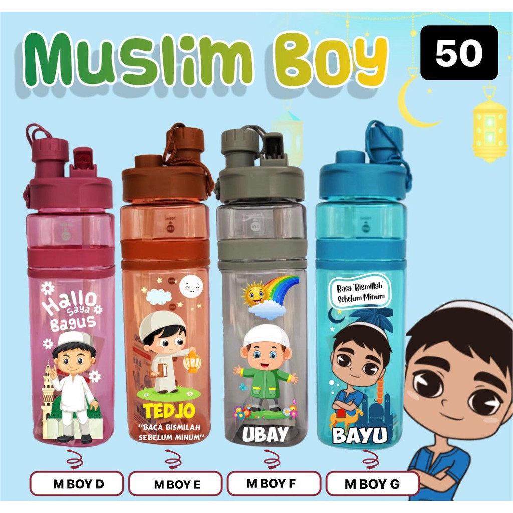 Jual B50 Botol Minum Anak Kekinian Customize / Muslim Boy | Shopee ...