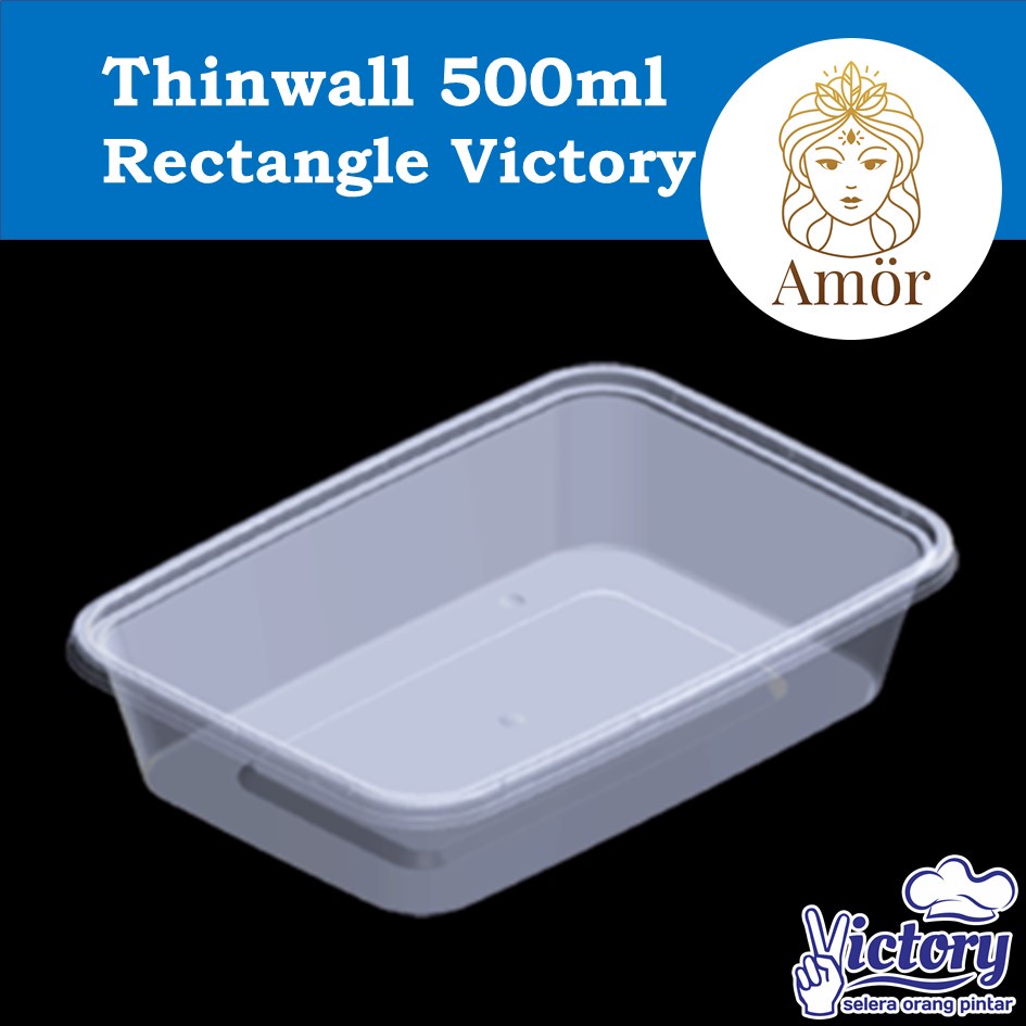 Jual Thinwall 500ml rectangle victory / kotak makan bekal plastik ...
