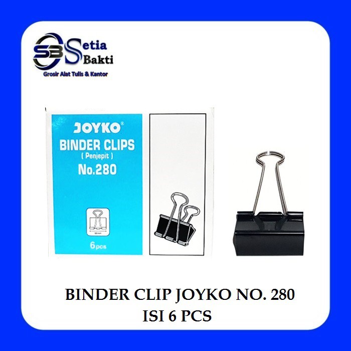 Jual JOYKO Binder Clip - Klip Kertas No 280 - Isi 6 Pcs | Shopee Indonesia