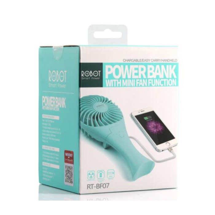 Jual Robot Kipas Mini Power Bank Rt-Bf07 2000Mah Portable Fan Mini ...