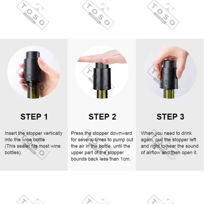 Jual botol-pembuka-alat- tutup botol wine black abs wine vacuum bottle ...