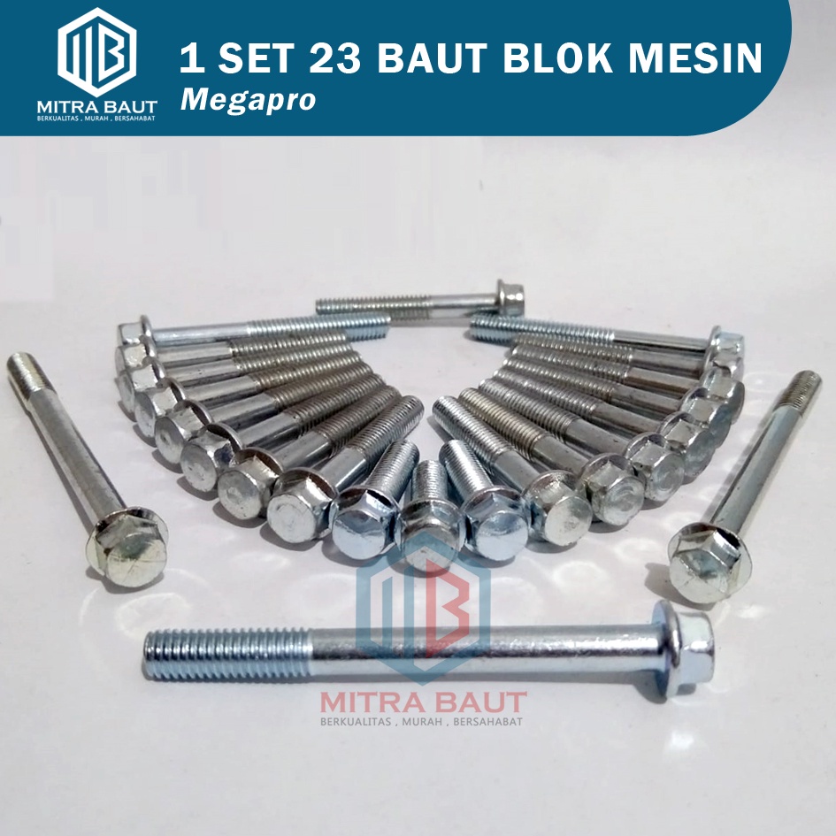 Jual Baut Blok Mesin Honda Megapro / 1 Set 23Pcs Baud Blok Mesin ...
