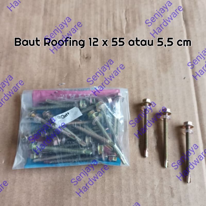 Jual Sekrup skrup roofing kuning baut atap baja ringan 12 x 55 ( 5,5 cm ) | Shopee Indonesia