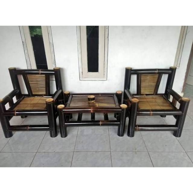 Jual Kursi Bambu Hitam Set Minimalis | Shopee Indonesia
