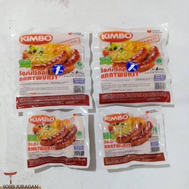 Jual KIMBO SOSIS BRATWURST ORIGINAL mini / jumbo 500gram isi 10 / 6 ...