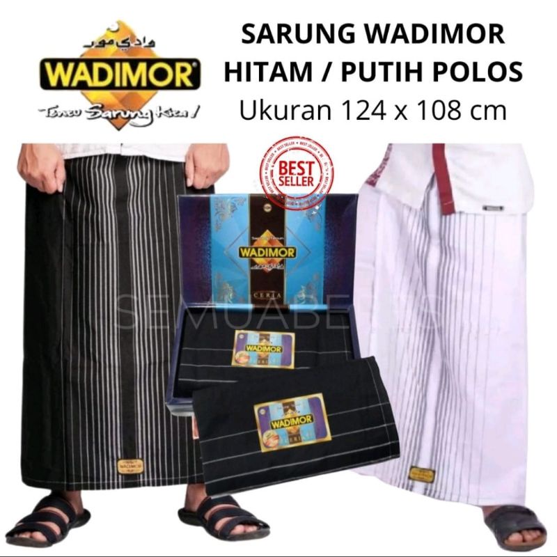 Jual SARUNG TENUN WADIMOR HITAM PUTIH POLOS/WADIMOR HITAM PUTIH TUMPAL ...