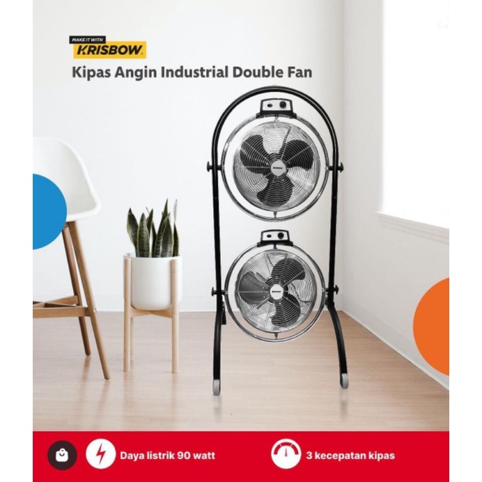 Jual krisbow kipas angin industrial double fan standing 40 cm 16 inch ...