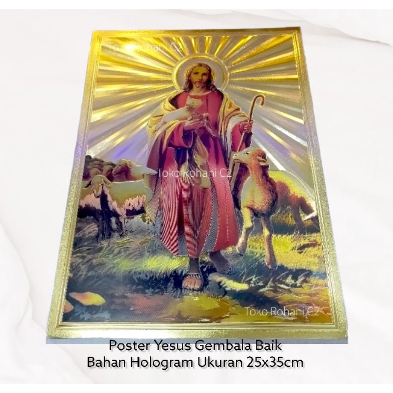 Jual Poster Yesus Gembala Yang Baik 25x35cm - Poster Hologram - Poster ...