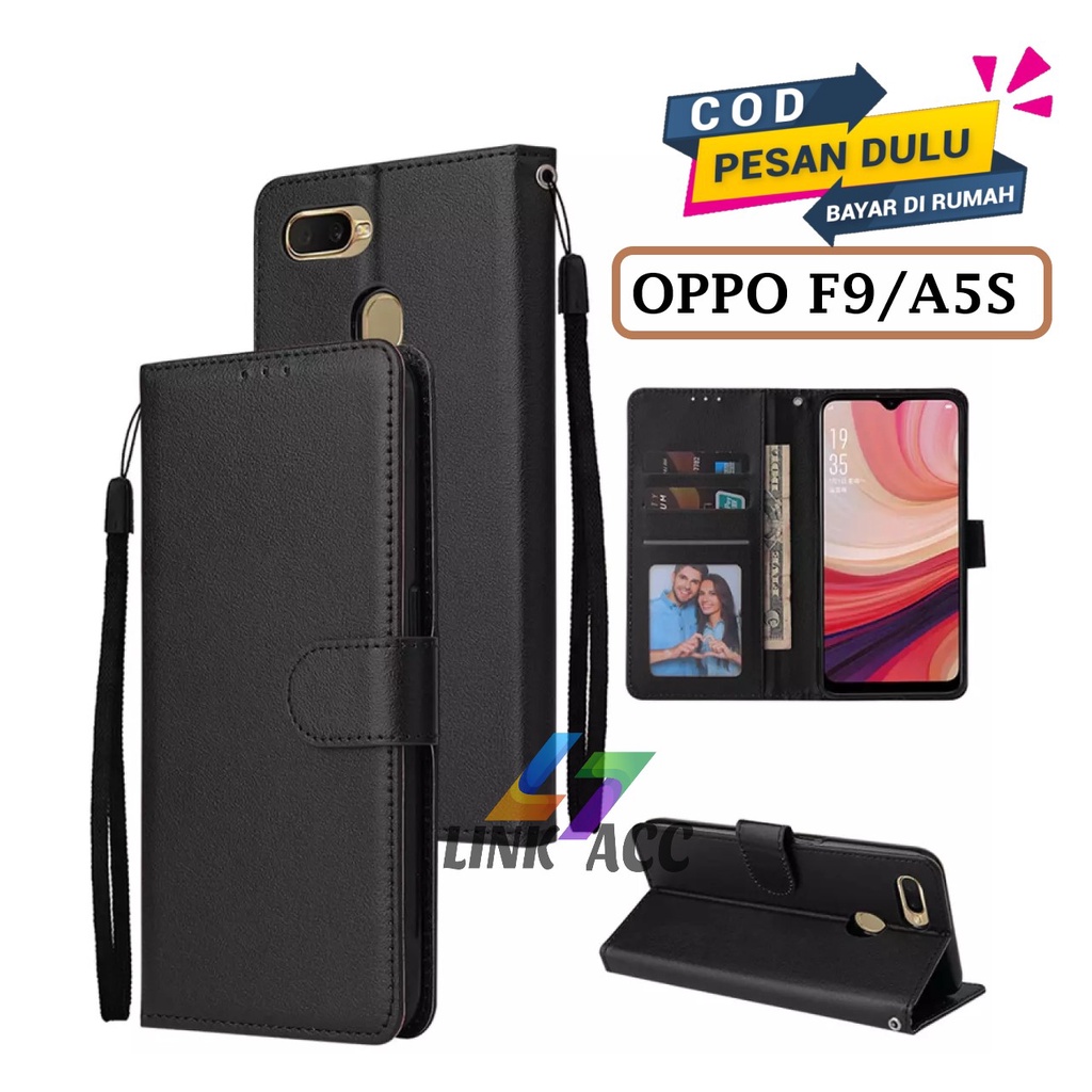 Jual OPPO A5S/F9 LEATHER CASE PREMIUM-FLIP WALLET CASE KULIT UNTUK OPPO ...