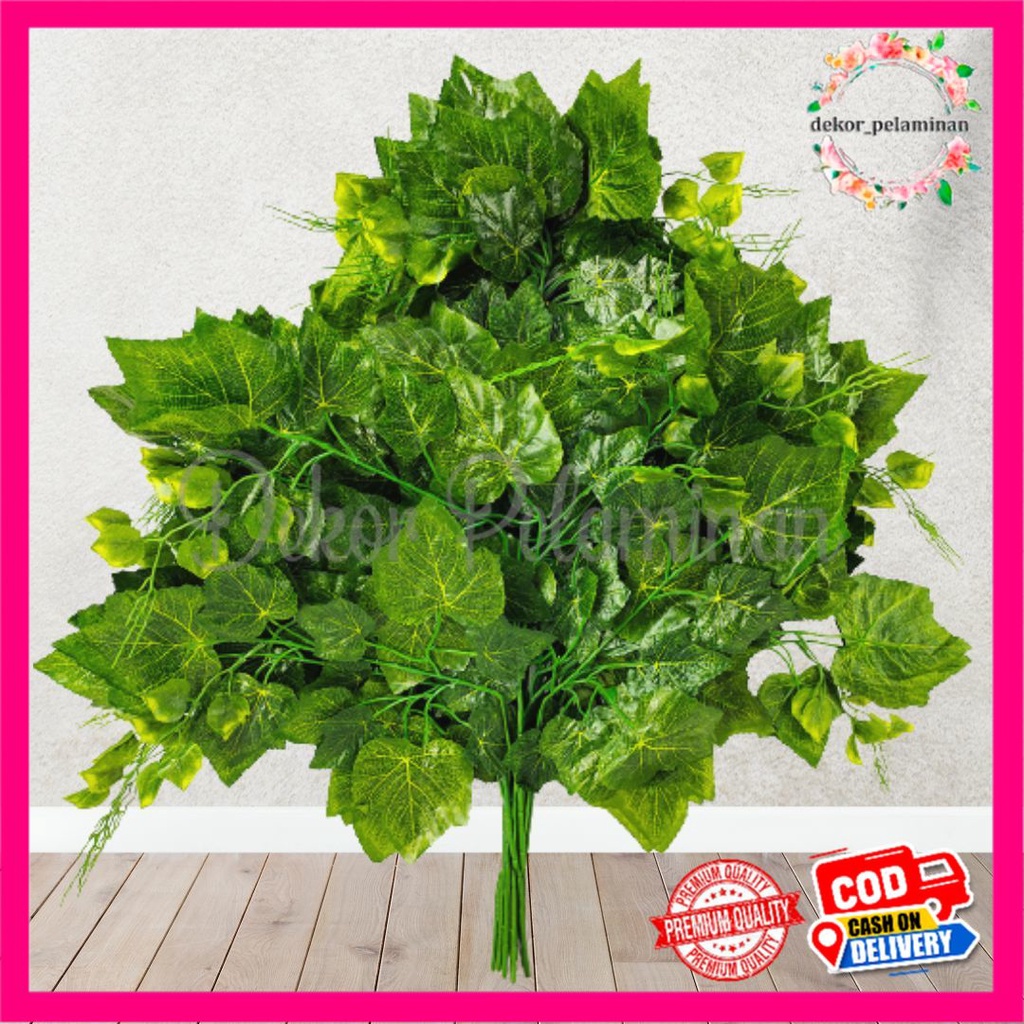 Jual Daun Anggur Cabang 5 Hijau Tua - Daun Plastik Dekorasi Artificial ...