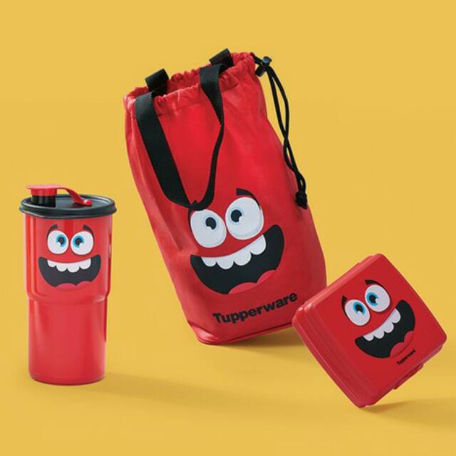Jual promo murah tupperware ori - Smiley Lunch set 2 warna | Shopee ...