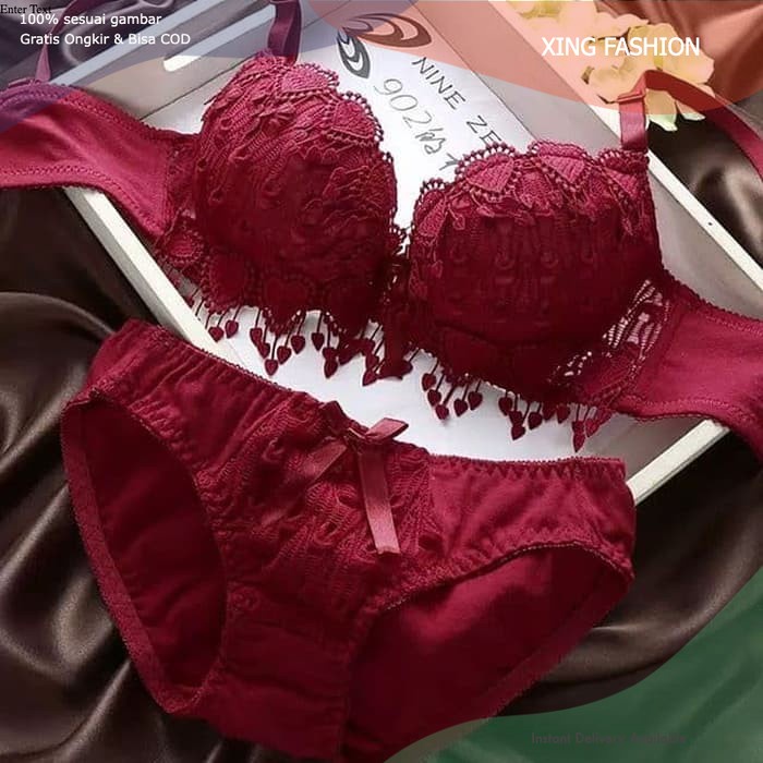 Jual Set Bra Renda dan Celana Dalam Wanita Floral Push Up Kawat ...