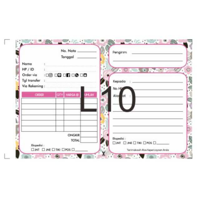 Jual [Nota 2in1, Landscape PART 1] Nota olshop harga 1 buku - kertas ...