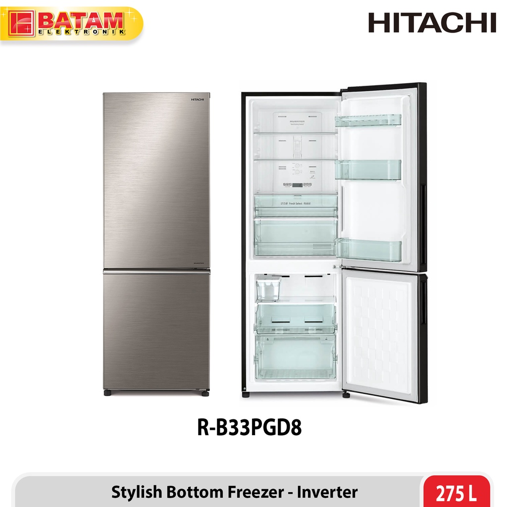 Jual HITACHI Kulkas 2 Pintu Bottom Freezer 275 Liter - Brilliant Silver (Freezer Bawah) R ...