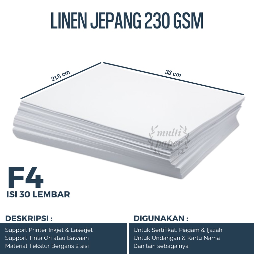 Jual Kertas Linen F4 isi 30 lembar / Kertas Sertifikat Linen F4 ...