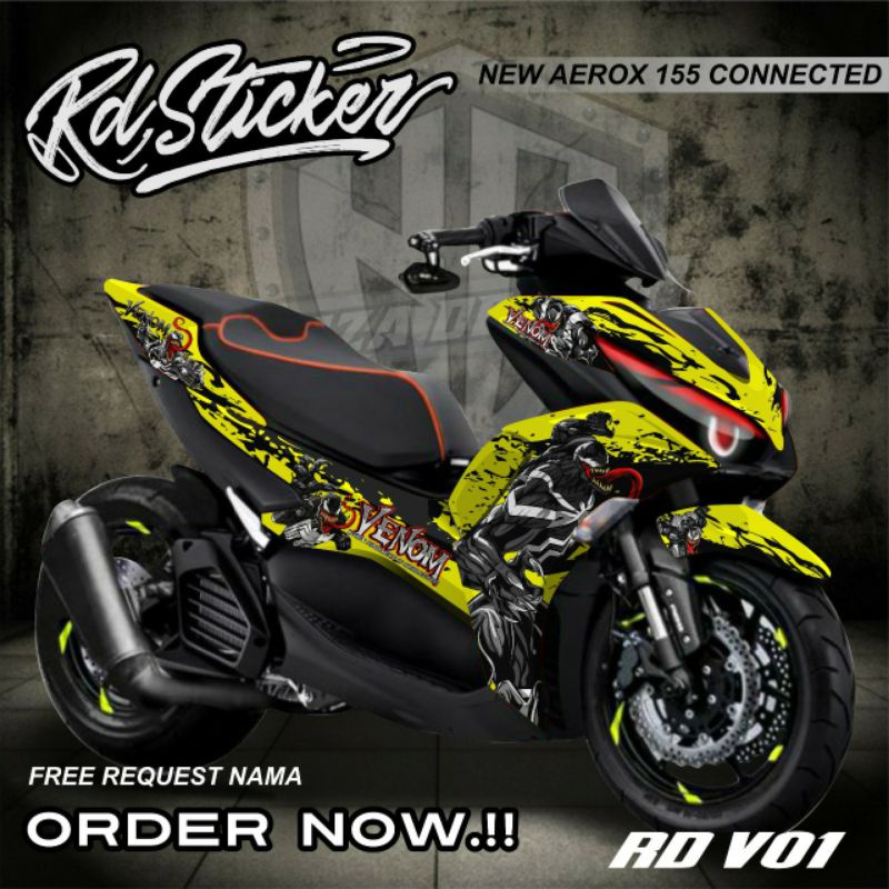 Jual decal sticker new aerox connected venom. sticker aerox 2021 venom ...