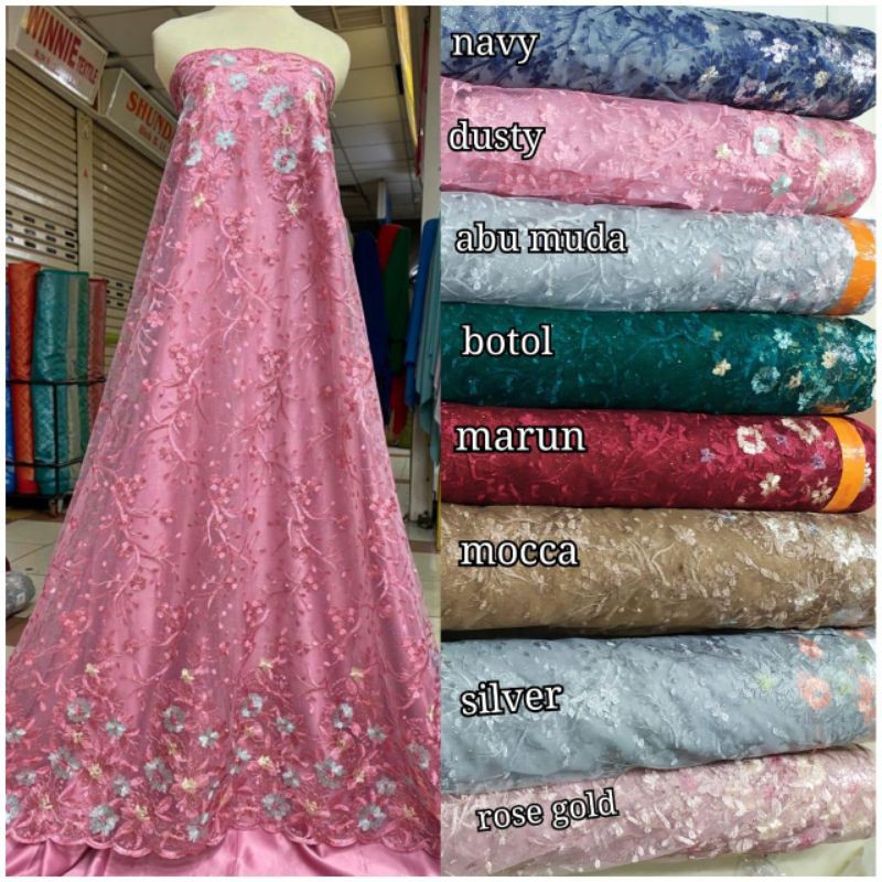 Jual bahan Tulle Lace cord two tone renda tulip atas bawah /harga untuk ...