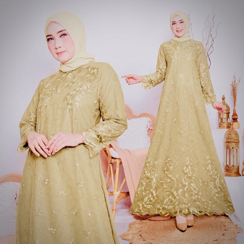 Jual GAMIS PESTA JUMBO | GAMIS BRUKAT TULLE BORDIR MUTIARA GAMIS POLOS JUMBO SYARI PESTA LODRA2 ...