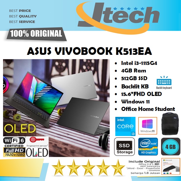 Jual ASUS VIVOBOOK K513EA - i3-1115G4 - 4GB - 512GB SSD - BACKLIT - 15. ...