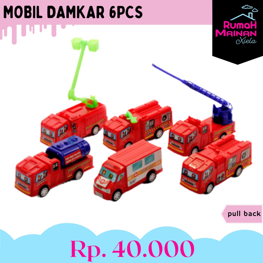Jual MOBIL DAMKAR 6PCS - MAINAN MOBIL PEMADAM KEBAKARAN PULL BACK ...