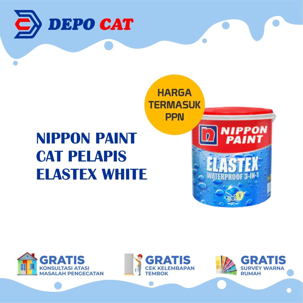 Jual Cat Pelapis Anti Bocor Nippon Elastex White 1KG | Shopee Indonesia