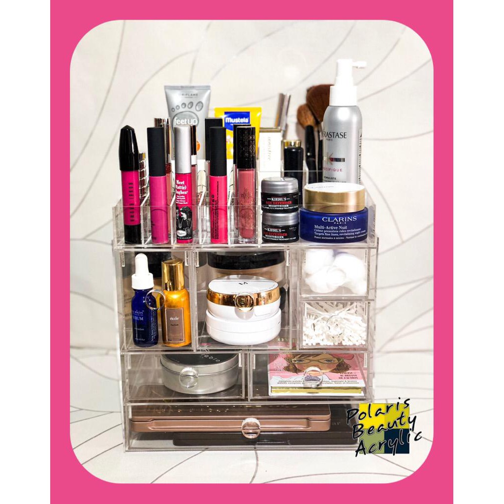 Jual RAK KOSMETIK ACRYLIC-TEMPAT MAKEUP AKRILIK-BEAUTY CASE AKRILIK ...