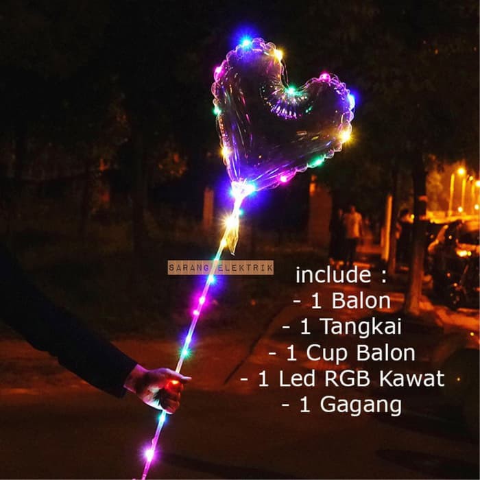 Jual Balon Love / Hati LED RGB Lengkap Balon Lampu Tumblr 3 MODE dan ...