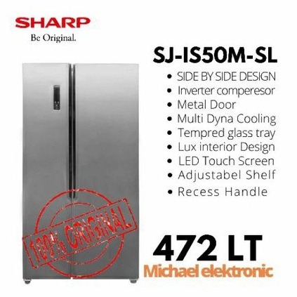Jual Kulkas Sharp SIDE BY SIDE SJ-IS50MA-SL (INVERTER) | Shopee Indonesia