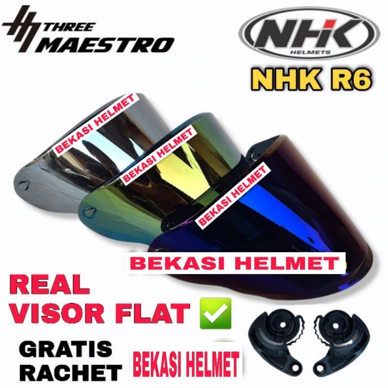 Jual Kaca Visor Helm NHK R6 R 6 FLAT Datar Model Venom Iridium Silver ...