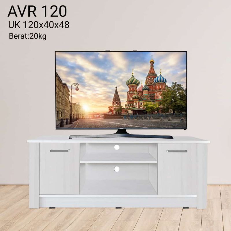Jual meja tv bupet tv minimalis full putih AVR 120 | Shopee Indonesia