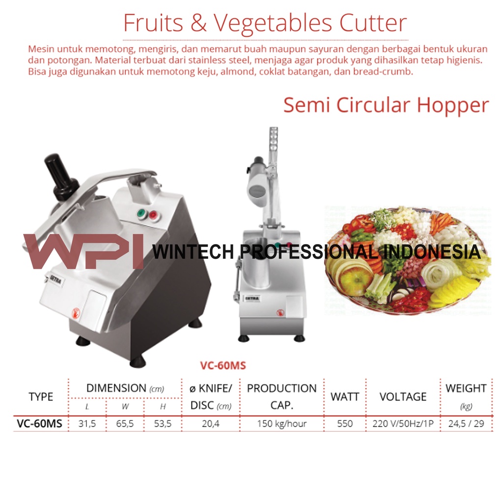 Jual Getra VC-60MS Fruits & Vegetable Cutter Mesin Perajang / Pemotong ...