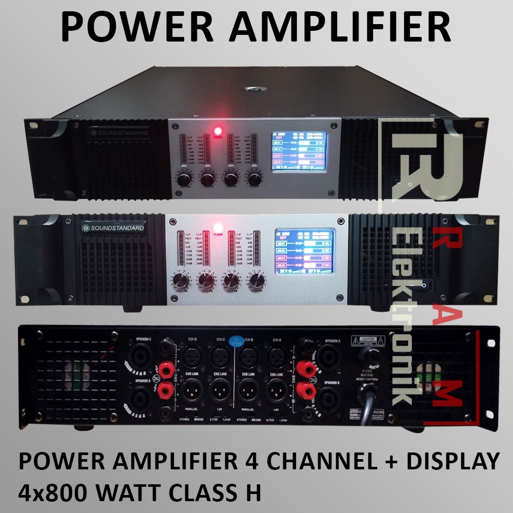 Jual POWER AMPLI AMPLIFIER 4 CHANNEL PLUS DISPLAY CLASS H 4x800 WATT ...