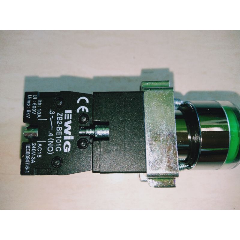 Jual push button lamp LED /illuminate 24vdc EWIG 22mm XB2-BW3361 Hijau ...
