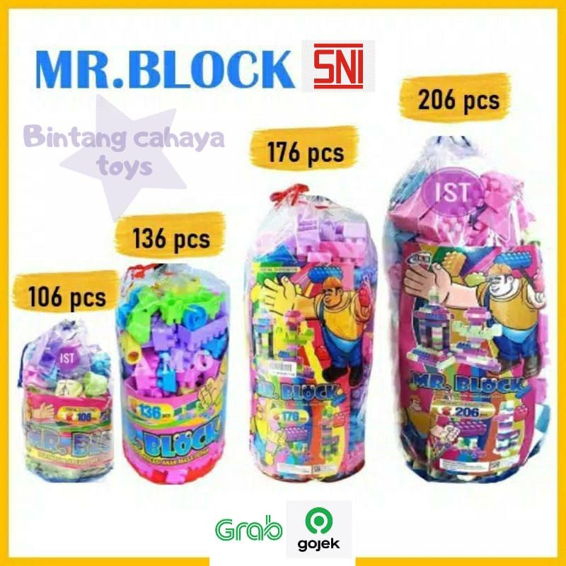 Jual Mainan anak block besar balok Mr Block 106, 136, 176 pcs 206 pcs ...