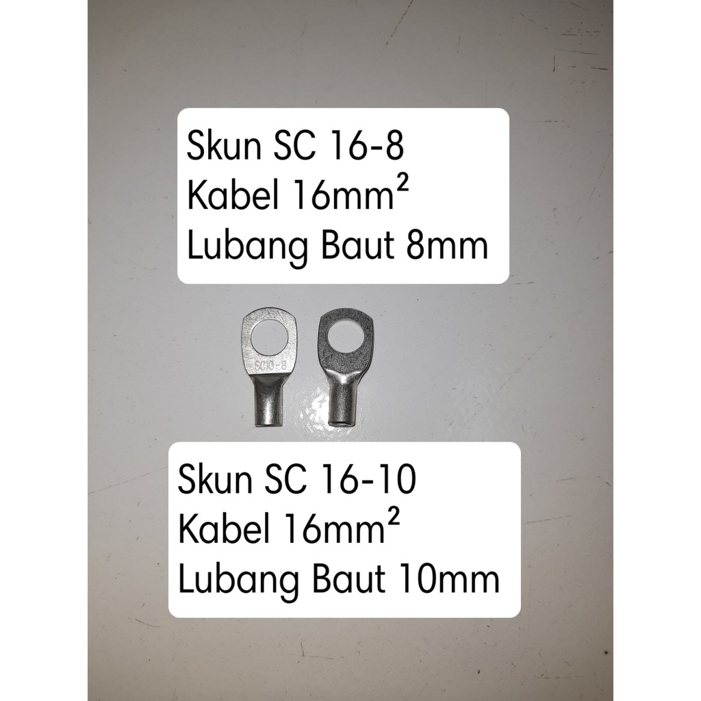 Jual Skun Kabel Ring SC 16-8 & SC 16-10 Kabel 16mm Lubang Baut 8mm & 10mm | Shopee Indonesia