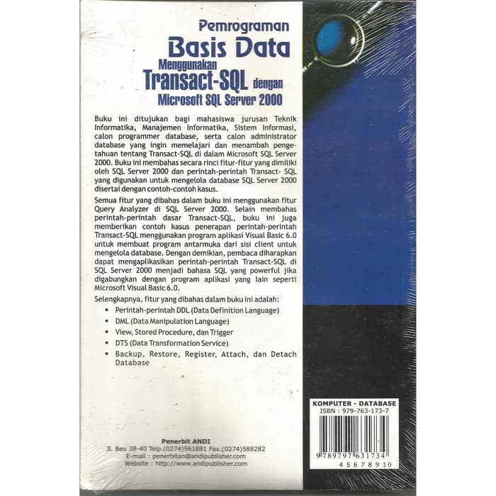 Jual Pemrograman Basis Data Menggunakan Transact-SQL | Shopee Indonesia Jual Pemrograman Basis Data Menggunakan Transact-SQL | Shopee Indonesia