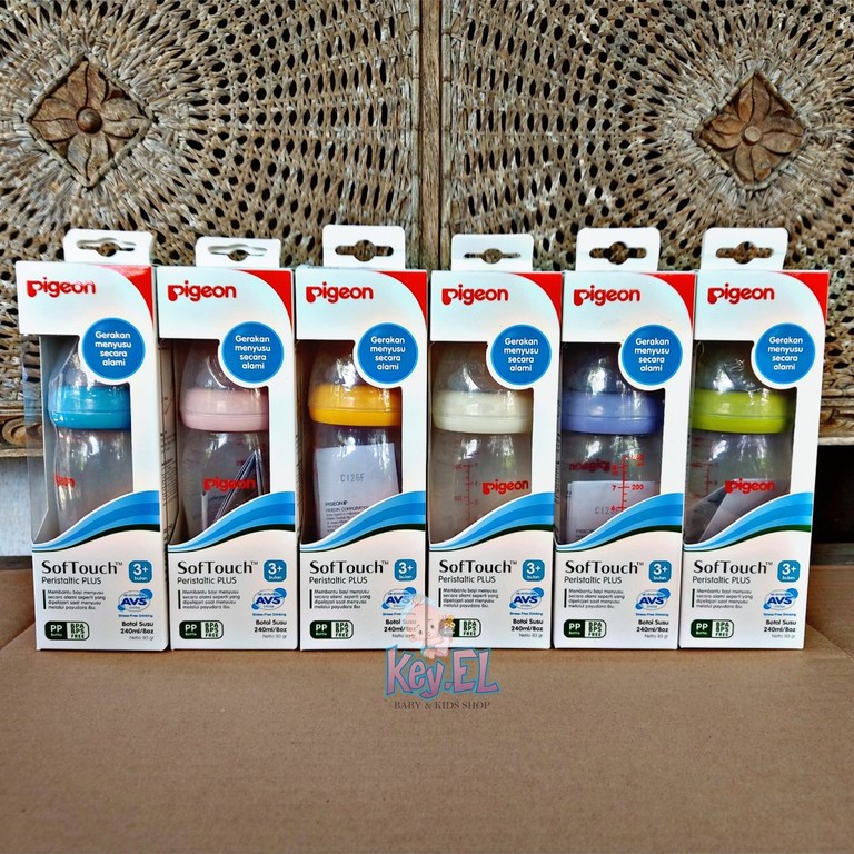 Jual Pigeon botol wideneck 240ml dengan nipple M / Bottle susu bayi wide neck Peristaltic Plus ...