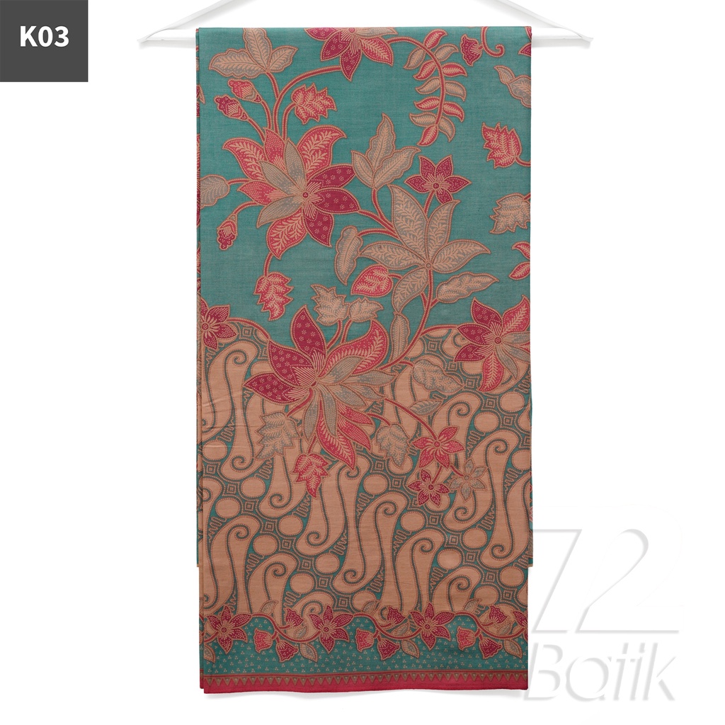 Jual KAIN BATIK PREMIUM Bahan Katun Motif Kembang Bintang Warna Tosca ...