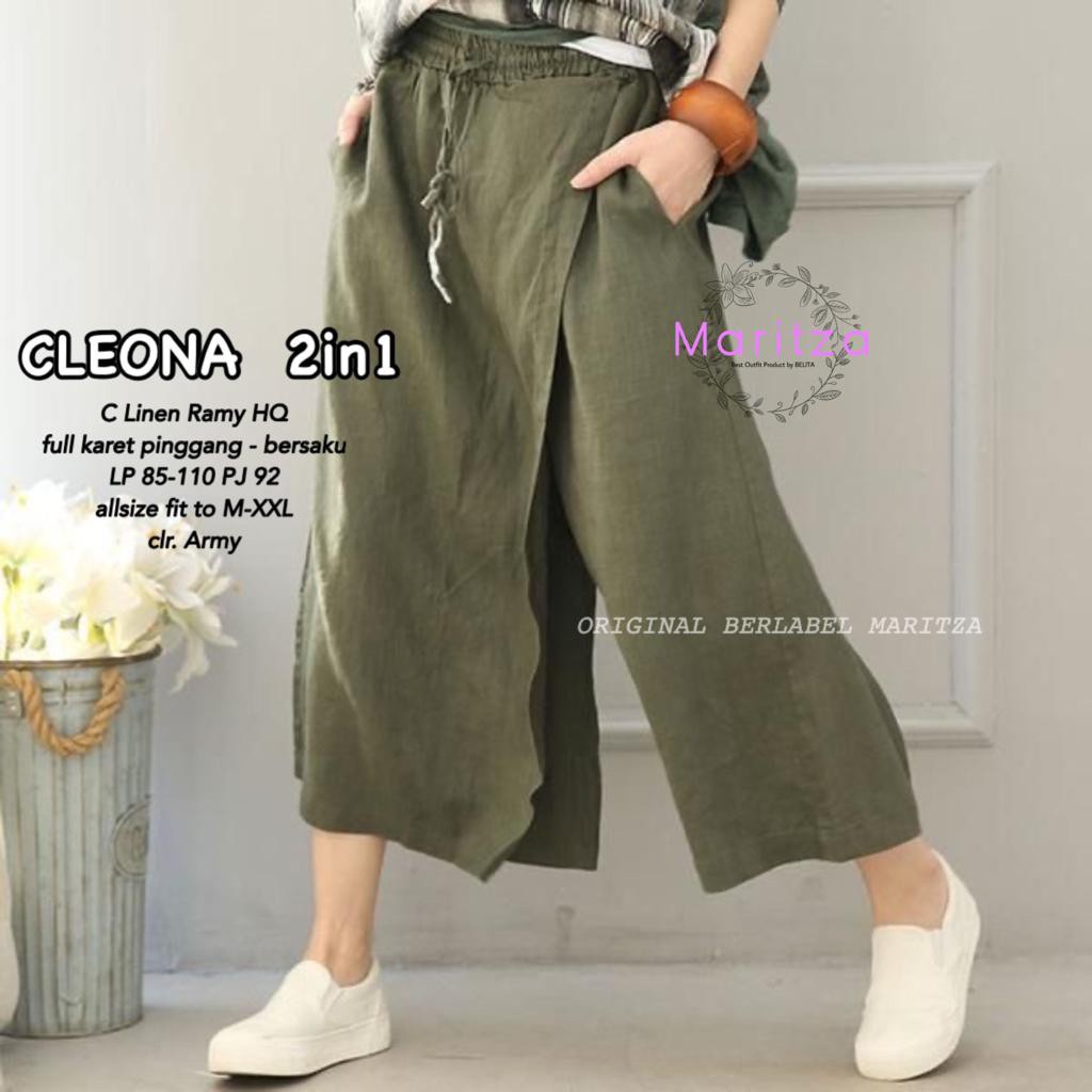 Jual Cleona 2in1 Layer celana bahan katun linen rami | Shopee Indonesia