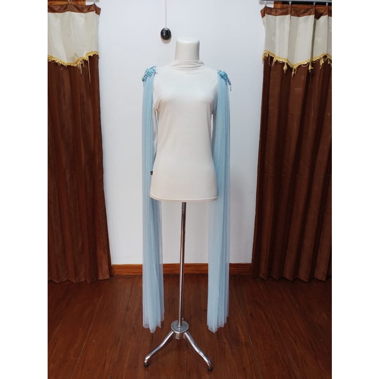 Jual sayap pundak BIRU MUDA kebaya pengantin/ sayap bahu / cape gaun ...