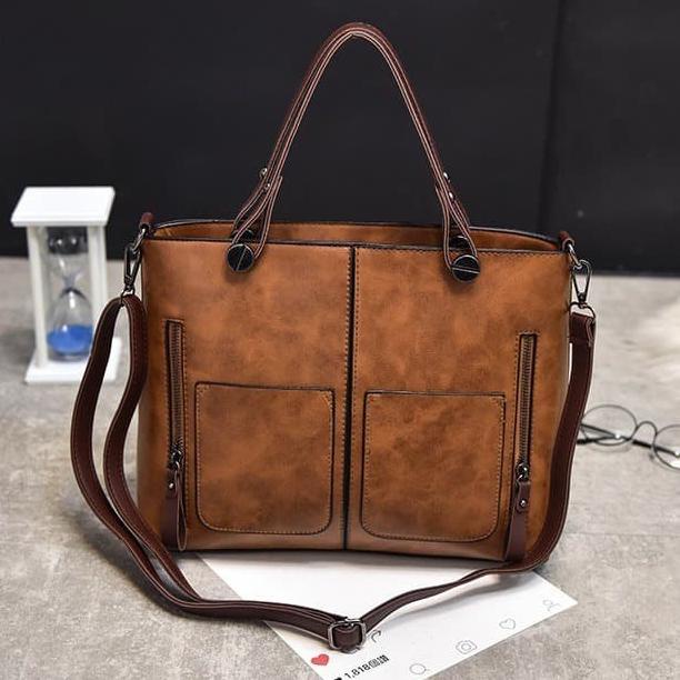 Jual Tote Bag Kapasitas Besar BQ2494 Handbag Impor Tas Wanita Kerja ...