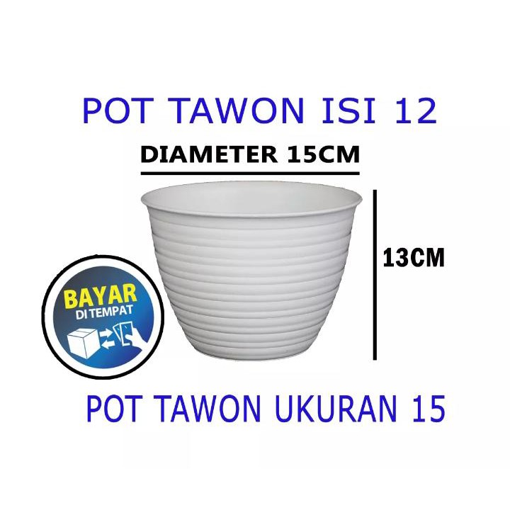 Jual POT TAWON UKURAN 15CM ISI 12PCS / POT TAWON PUTIH/ POT BUNGA ...