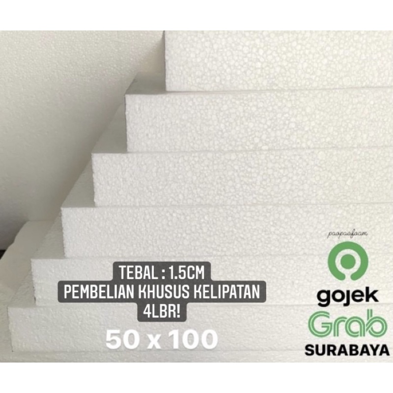 Jual Styrofoam Gabus Lembaran 50 x 100 cm tebal 1.5 cm (KHUSUS GOJEK ...