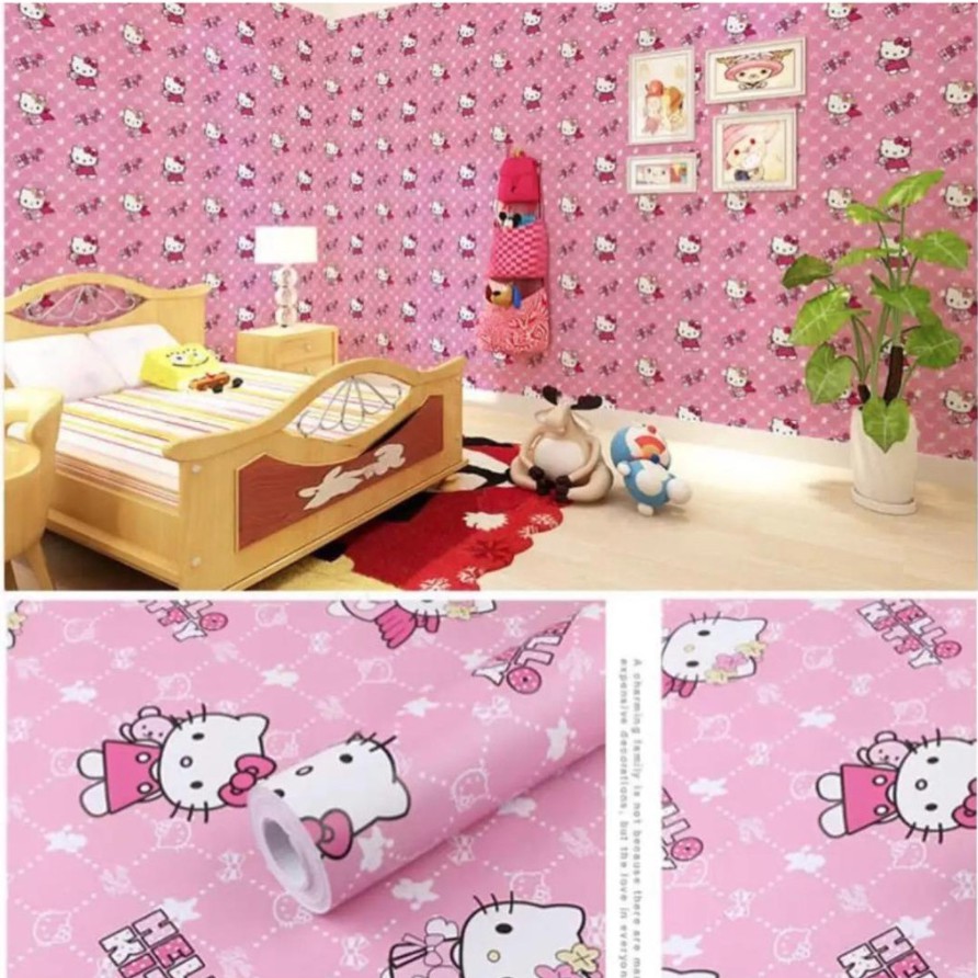 Jual WALLPAPER STICKER | MOTIF HELLO KITTY PERI STAR | Uk. 45cm x 10m | Shopee Indonesia