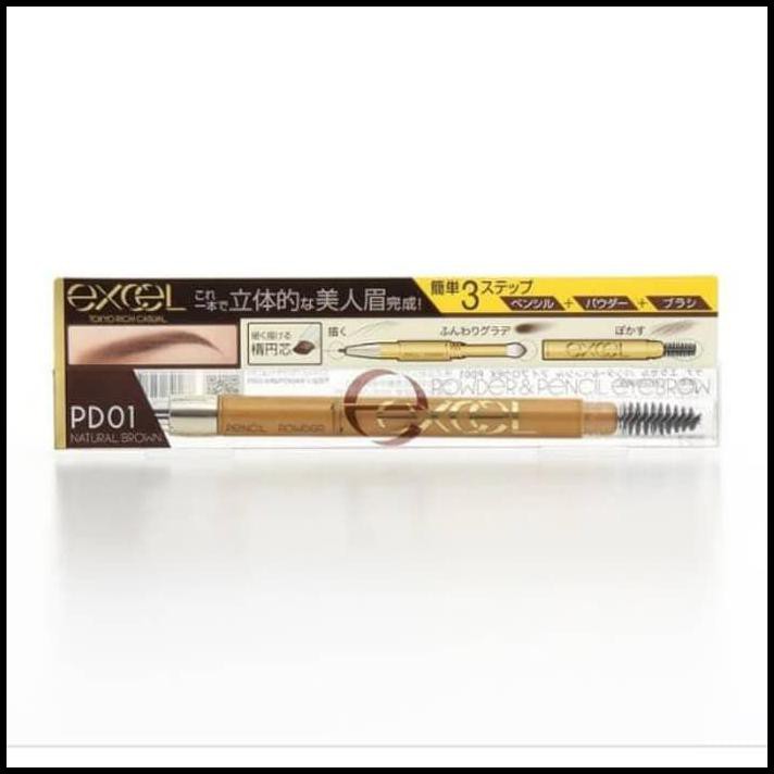 Jual Promo Excel Japan Eyebrow Pencil And Powder Pd01 Natural Brown ...