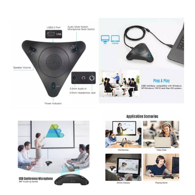 Jual Mic USB Omnidirectional conference microphone speaker zoom meeting ...