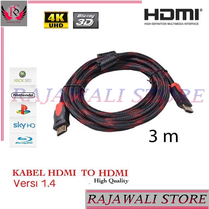 Jual Kabel HDMI 3 M 3 meter Laptop ke TV CCTV Nylon Serat Jaring PS 3 4 ...